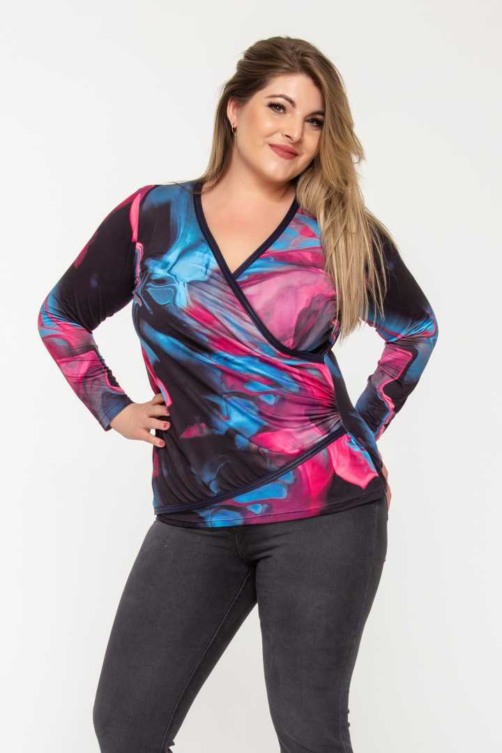 Linea színes mintás átlapolt felső