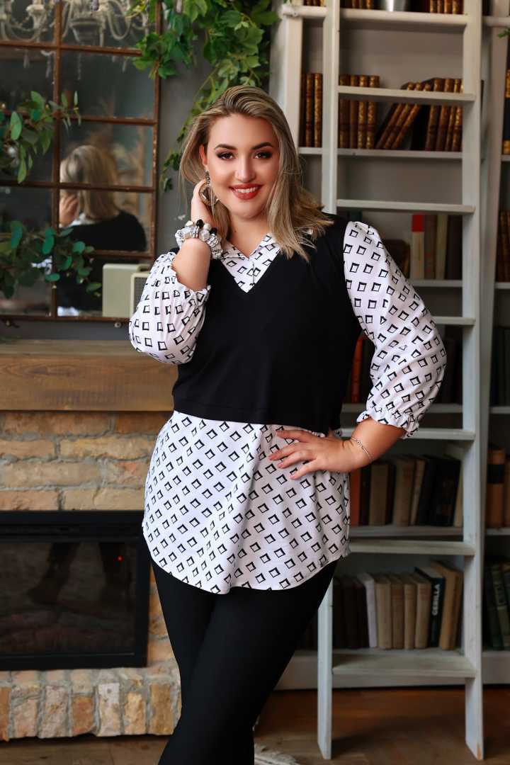 Lolanda Fekete mintás blúz